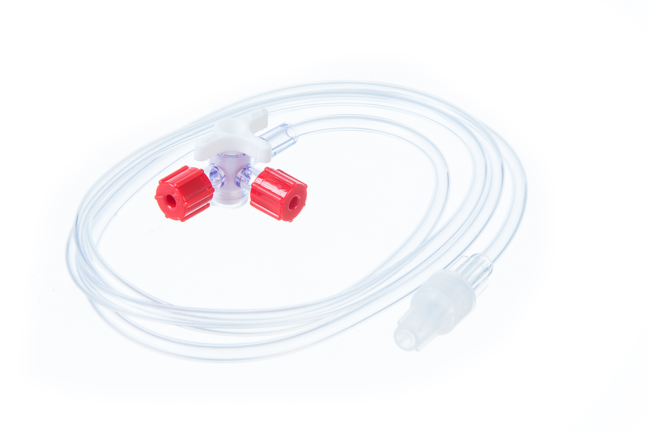 4-Way Stopcock + PVC Extension 100cm X 2.5mm ID Lipid Resistant Box of ...